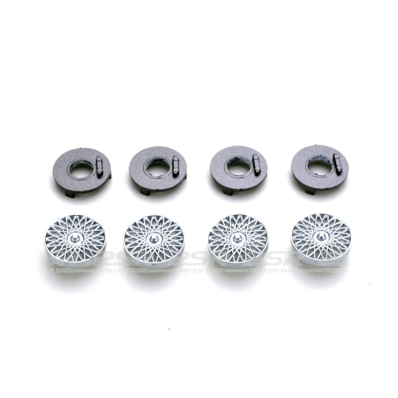 MR Slotcar Wheel Inserts/Brake Discs XJ220 BBS Silver for 16.5mm (MR7806)